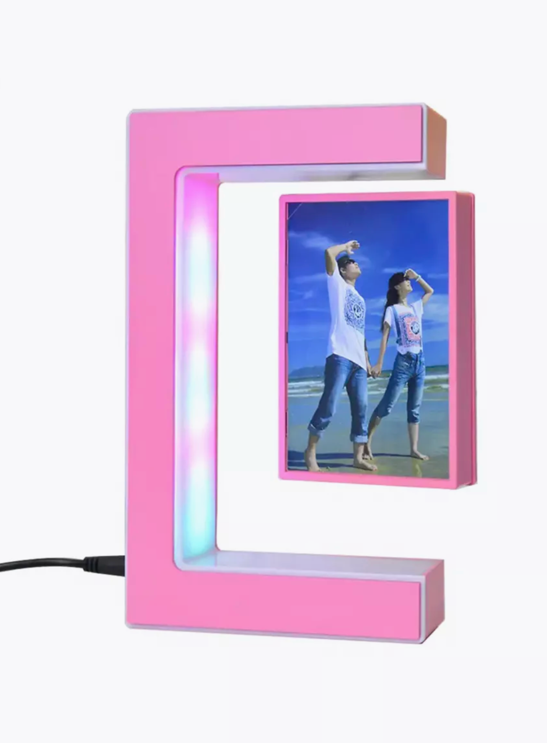 Фоторамка Ancloth "Левитация", 10x15 см, подсветка, пластик, квадратная, розовая