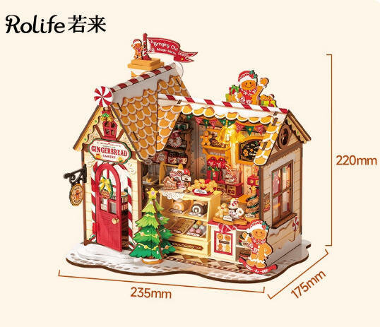 Rolife DIY Миниатюрный Рождественский Имбирный Домик Сцена Строительные Блоки Модель Дома Подарок для Девочек