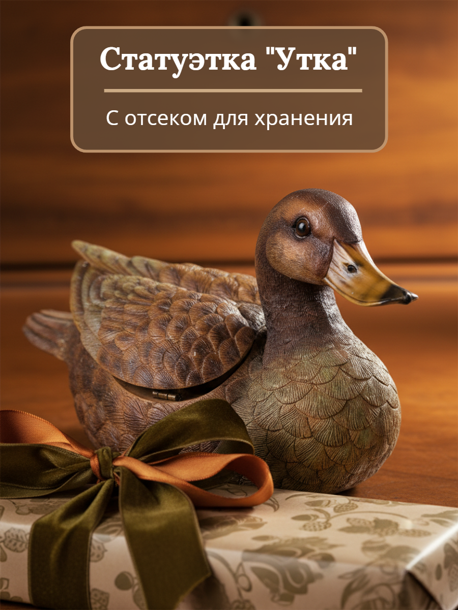 Статуэтка керамическая «Утка», с отсеком для хранения, длина 35см