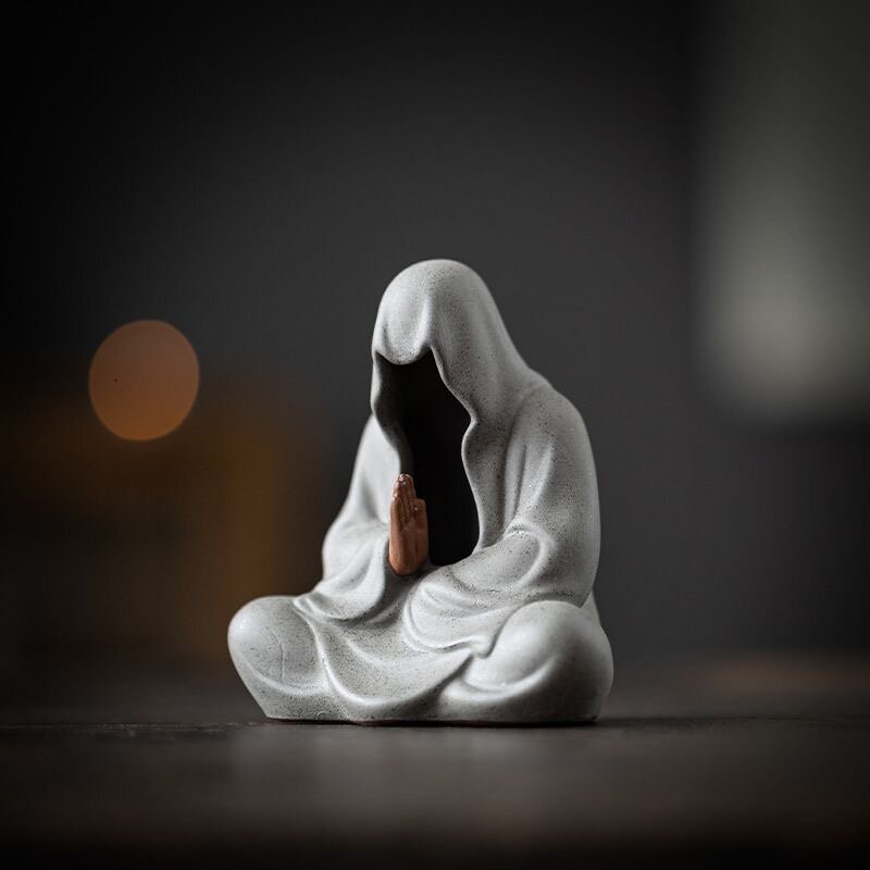 Керамическая статуэтка Будды без лица — дзен-декор для чайной церемонии, кадильница, аксессуар для гостиной и авто