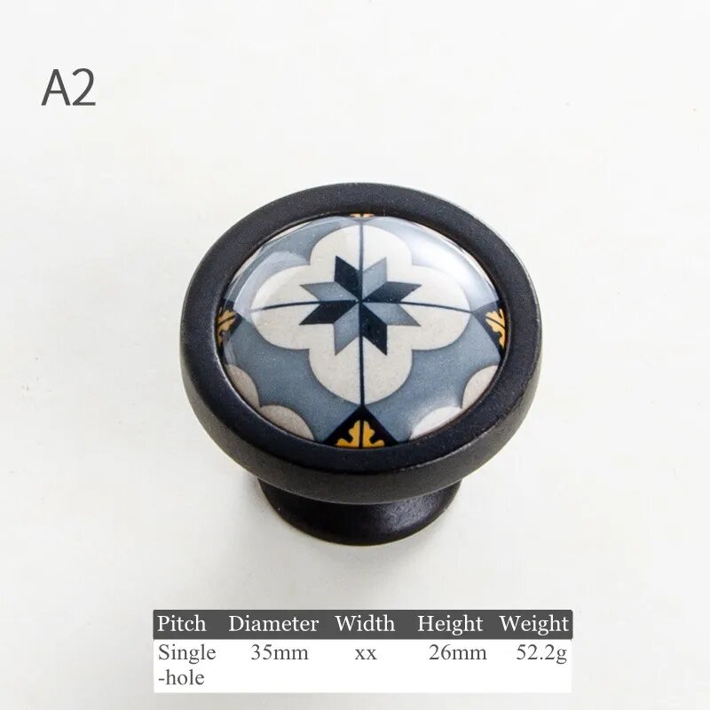 Керамические ручки для шкафов Blue Flower A2