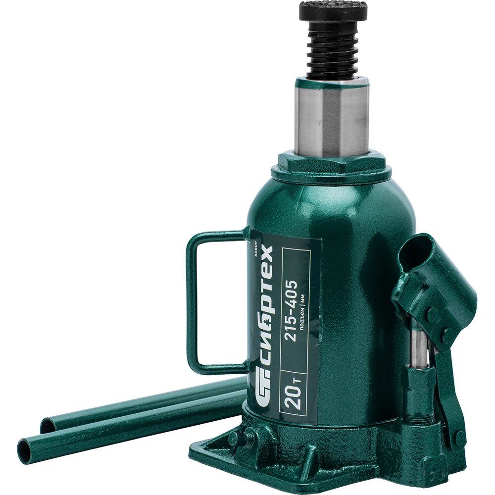 Домкрат гидравлический бутылочный СИБРТЕХ 20 т, 215-405 мм 50809, облегчает работу