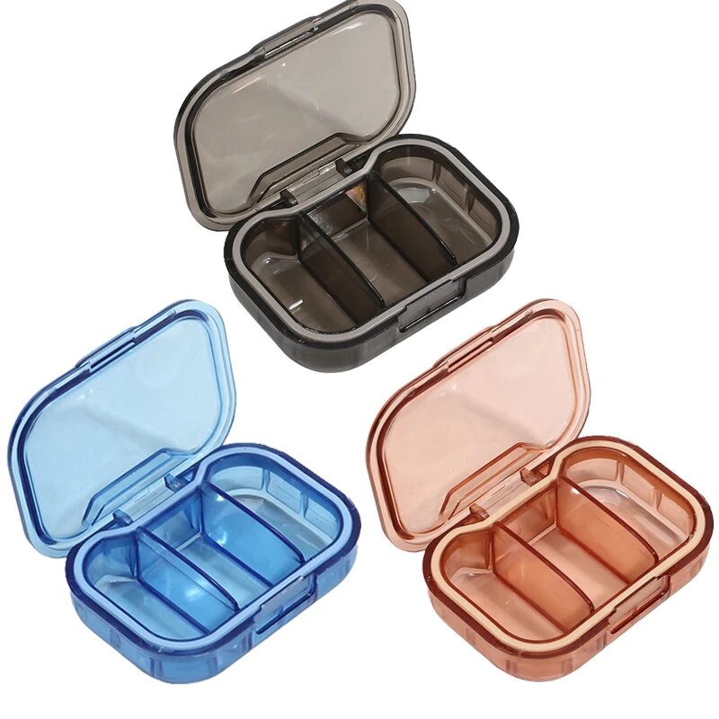 Органайзер для таблеток 3 отделения, пластик, 3Pcs Mix Colors