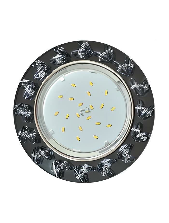 Встраив. потол. свет-к Ecola GX53 H4 5361 Glass Круг с крупными прозр. стразами Елочка черн 54х120
