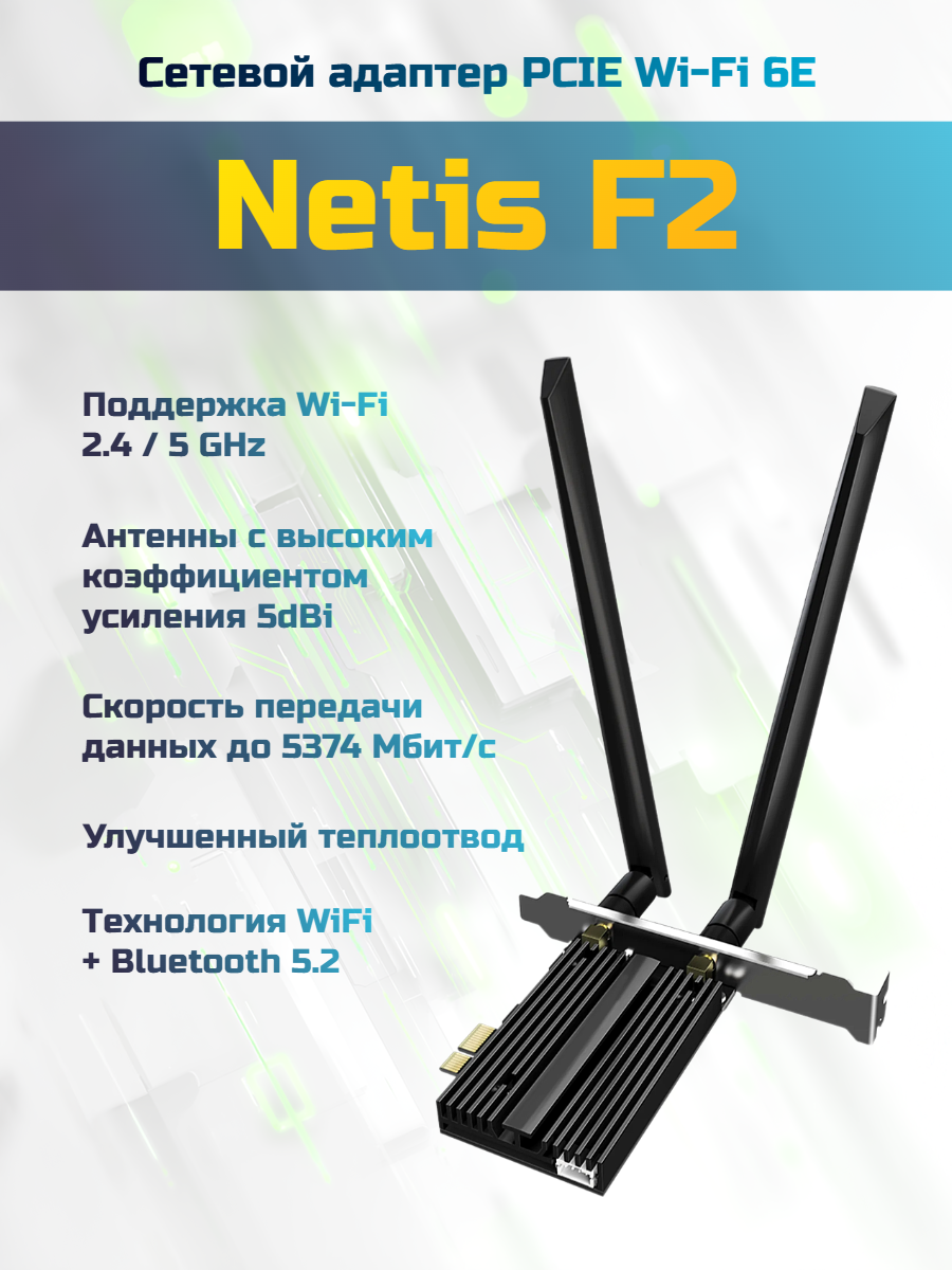 Wi-Fi + Bluetooth адаптер Netis F2 PCI Express