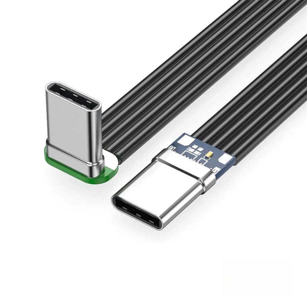 USB C - USB C кабель 15см, 65Вт, 90°, черный
