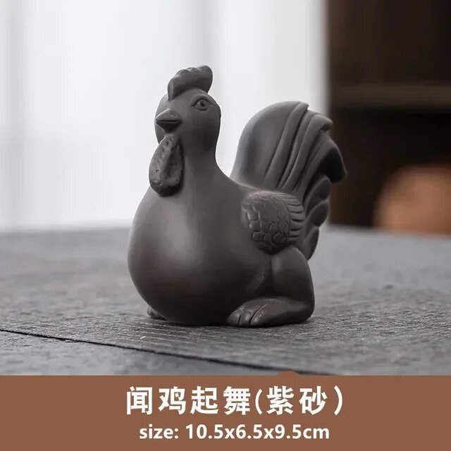 Фарфоровые фигурки чайных питомцев из фиолетовой глины в стиле фэн-шуй, креативные милые украшения в виде животных, традиционные аксессуары для чайной церемонии, украшения для китайских чайных подносов.