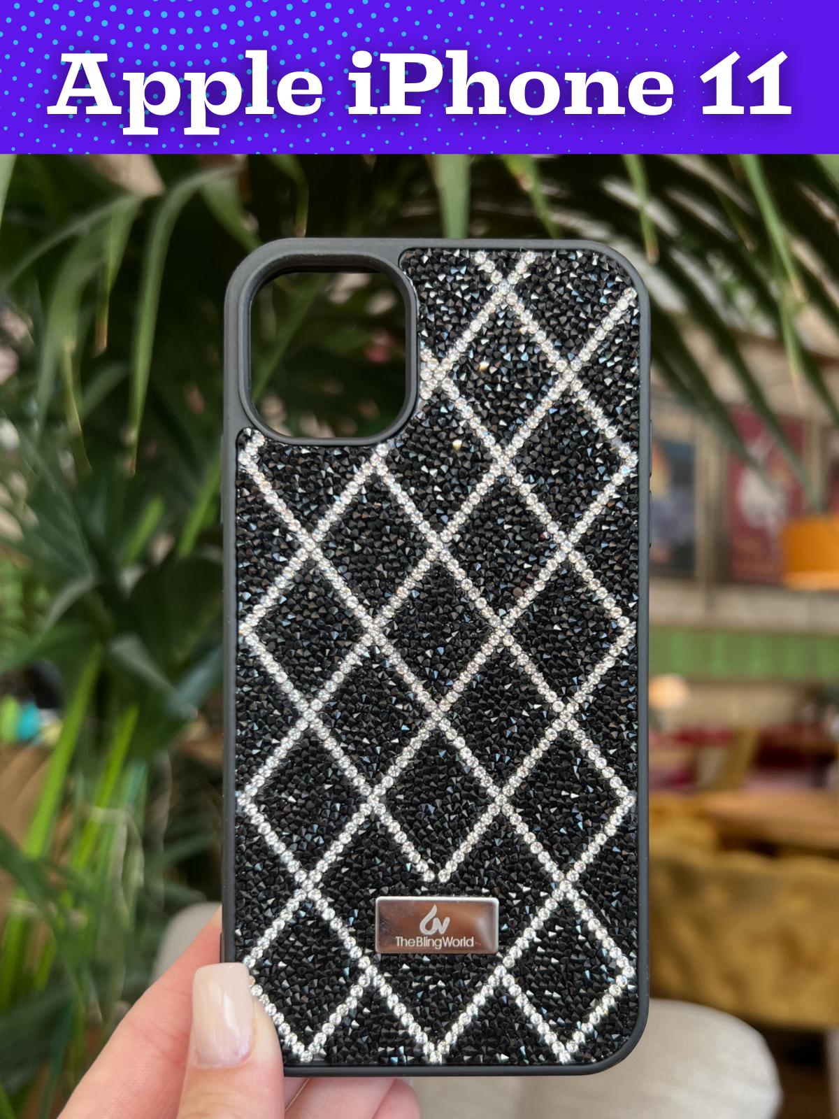 Чехол на iPhone 11 / Айфон 11 силиконовый the bling world (Черный ромб)