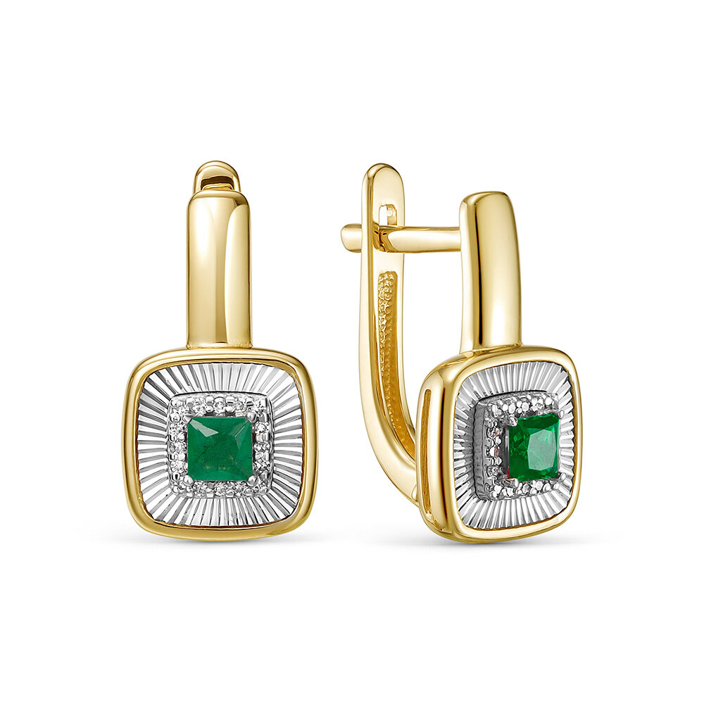 Серьги Vesna, золото, 585 проба, изумруд