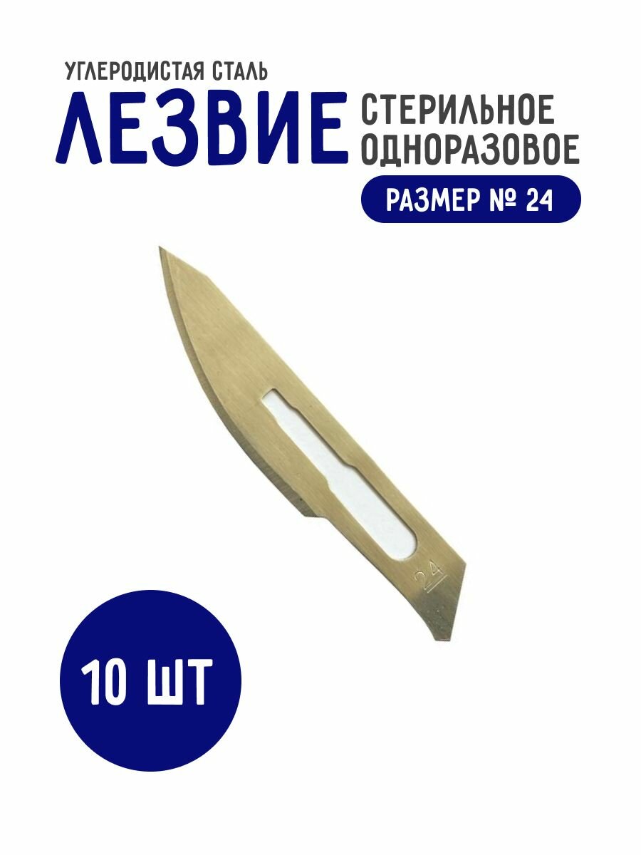 Лезвия скальпеля хирургического №24 из углеродистой стали Certus, 10 штук