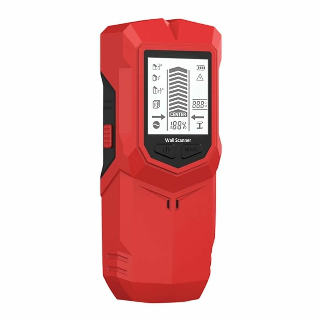 Многофункциональный детектор металла, проводки и труб, красный