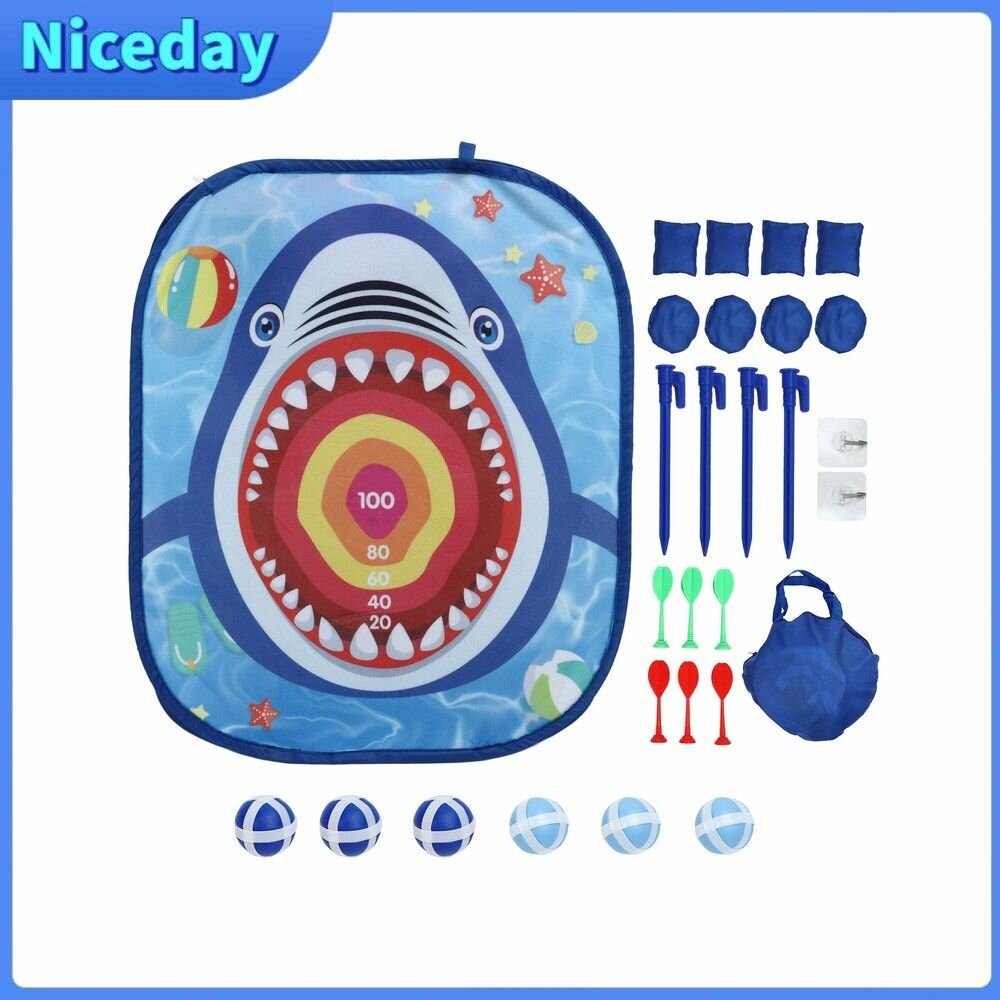 Детская доска для дартса, складная, с мешками, синяя, 2381B 7