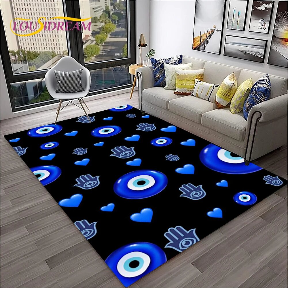 Ковёр с изображением сглаза LOUSIDREAM Синий, 120x160cm, 10
