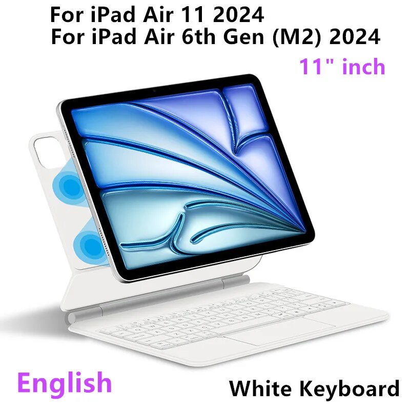HUWEI Волшебная клавиатура для iPad Air 11 2024 White English