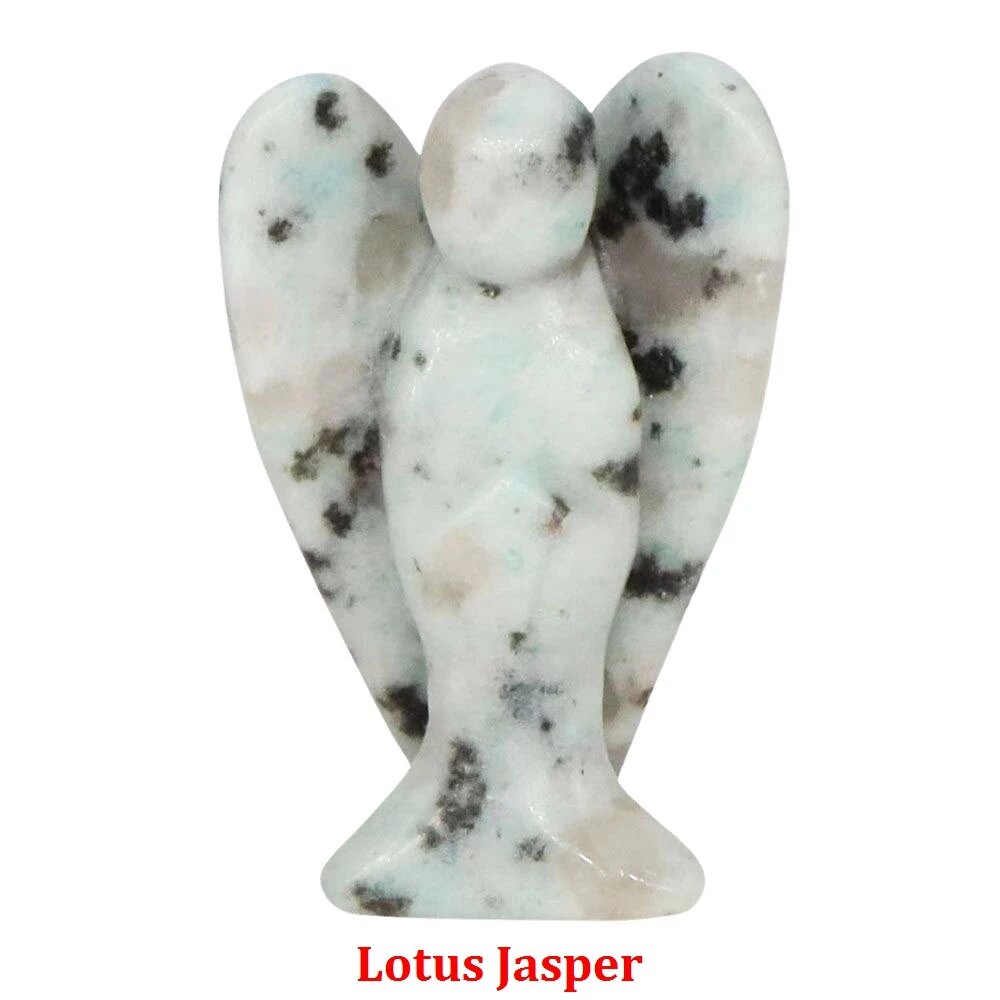 Статуэтка Ангела-хранителя из аметиста и розового кварца Бирюзовый, 3PCS, Lotus Jasper
