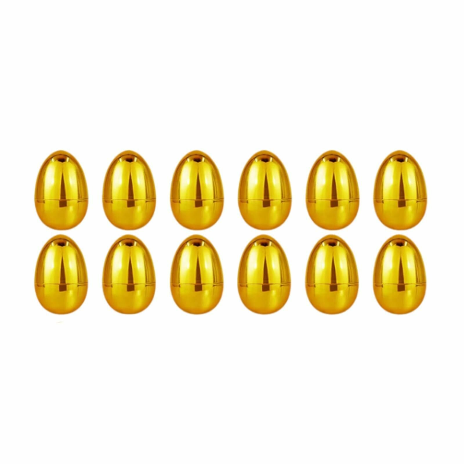 Золотые пасхальные яйца для наполнения, пластиковые, 6 см, 12 шт, для праздников и сюрпризов