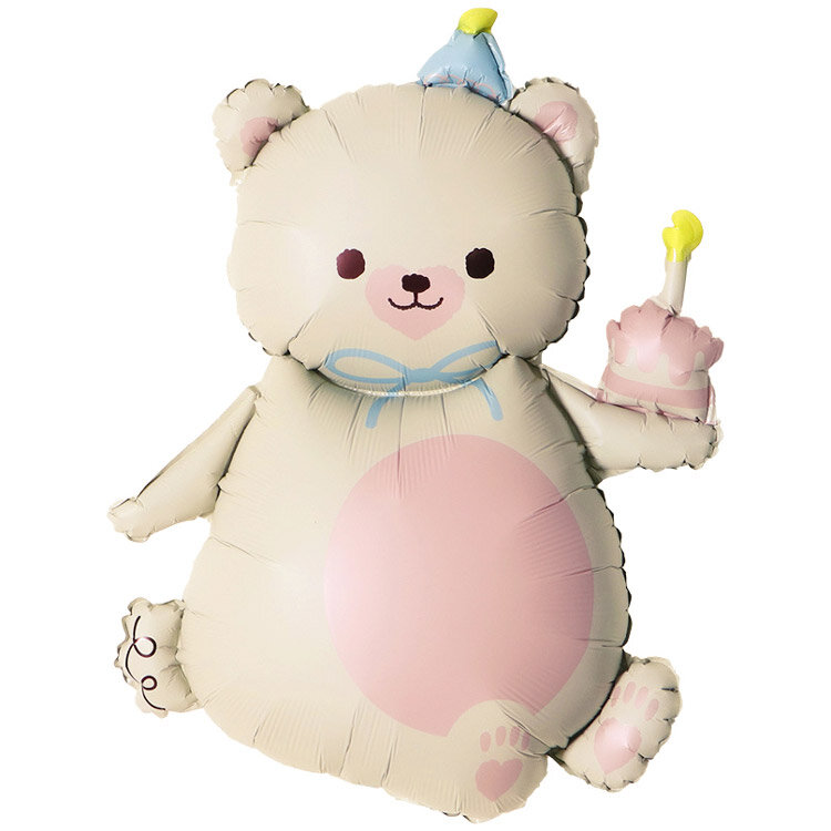 Воздушный шар из фольги. Фигура, Мишка с кексиком, Кремовый, Сатин (39'/99 см, CHN)