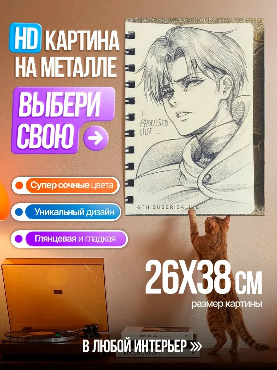 Картина на HD металле Леви Аккерман обещает