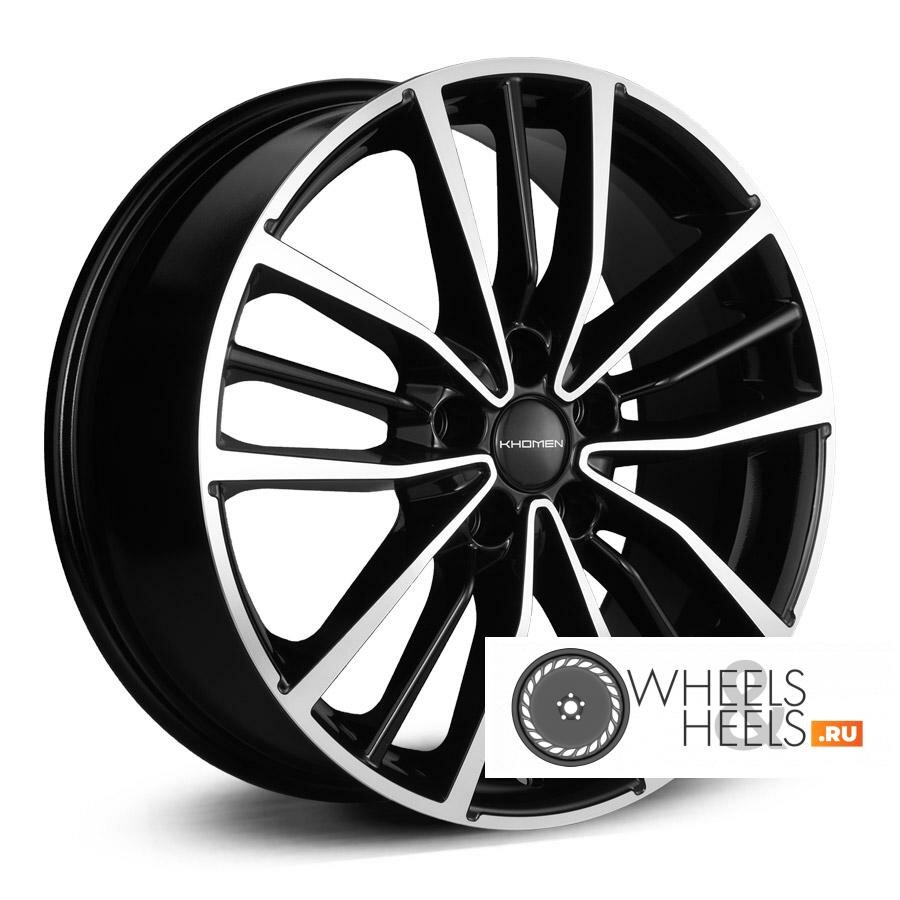 Диск автомобильный литой KHOMEN WHEELS 1812 18x7 5x112 et43 dia57.1 Черный с полированной лицевой поверхностью