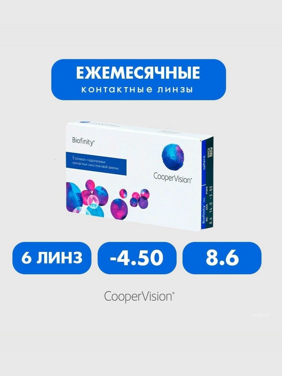 Biofinity (6 линз), 8.6, -4.50