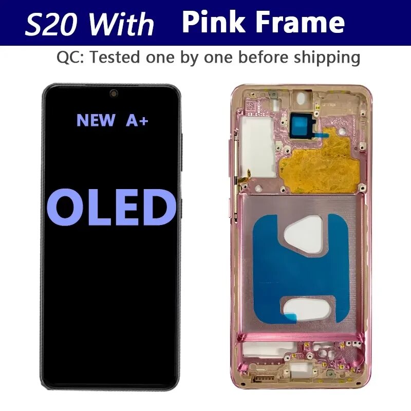 Дисплей Super OLED S20 G981 для SAMSUNG Galaxy S20 Plus G985F S20 Ultra G988 Розовый, S20 Pink Frame