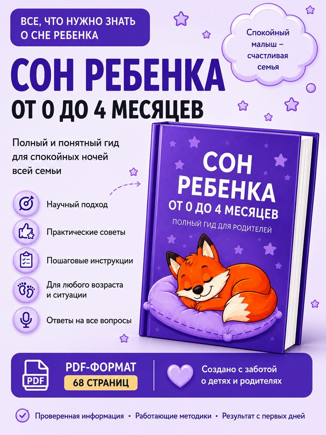 Карточки и чек-листы сна ребёнка 0–4 года — электронный PDF-набор