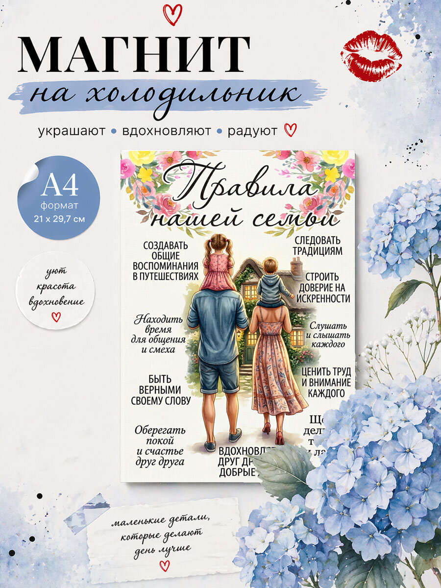 Магнит на холодильник "Правила нашей семьи"