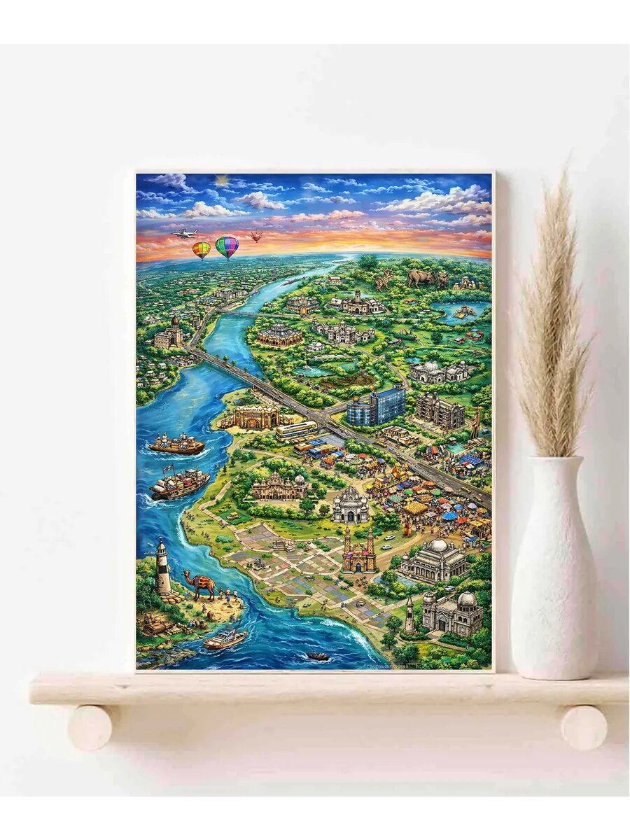 Сурат, Индия, Fantasy Map, Карта, Плакат 30x42см