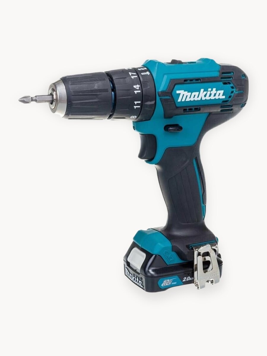 Ударная дрель Makita HP333DWAE, быстрозажимной патрон, подсветка, 2 скоростных режима