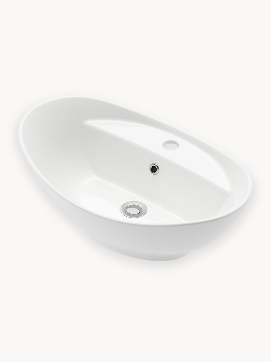 Раковина накладная Homsly, белая глянцевая, коллекция Basic, 1H-007-GWRF-BSC