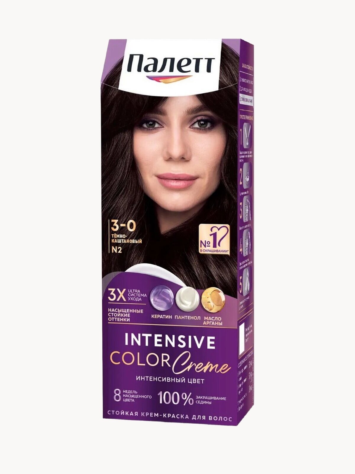 Палетт Стойкая крем-краска для волос Интенсивный цвет 3-0 (N2) Тёмно-каштановый, 110 мл