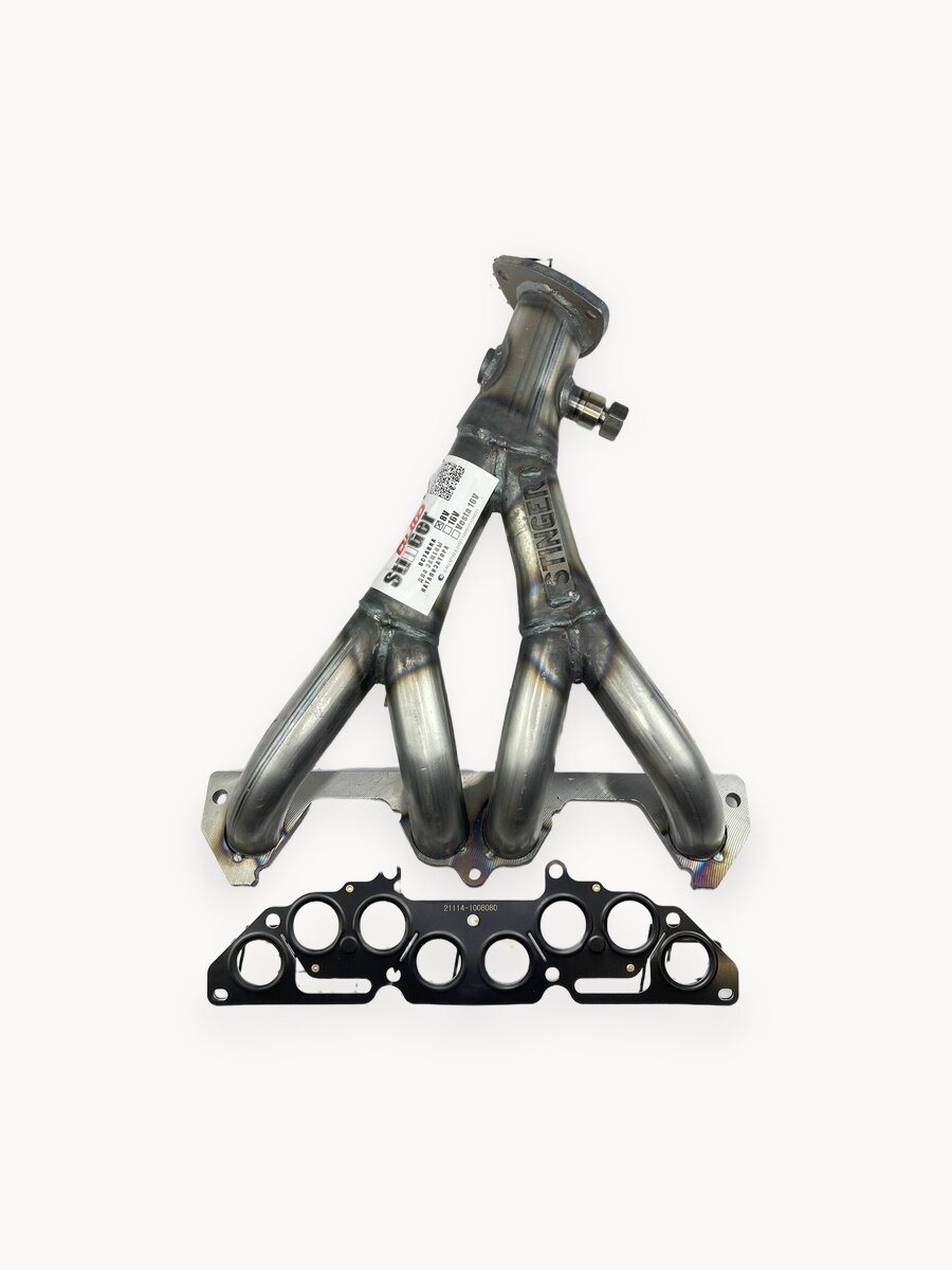 Выпускной коллектор паук 4-2-1 Stinger 8мь клапанов (вставка замены катализатора) для автомобилей ВАЗ, LADA 8V Priora/granta/kalina/2114 (комплект установки)