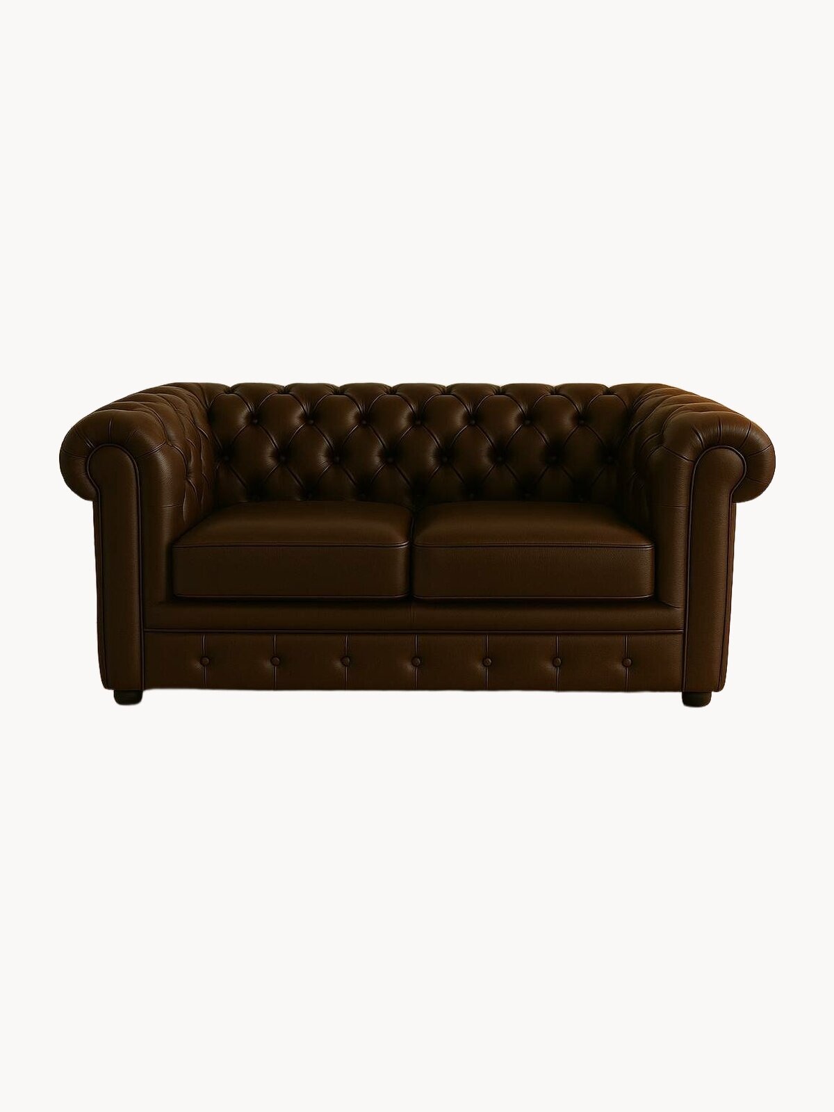 Диван HBR "Честер", двухместный, коричневый, экокожа, 155х85х75 см
