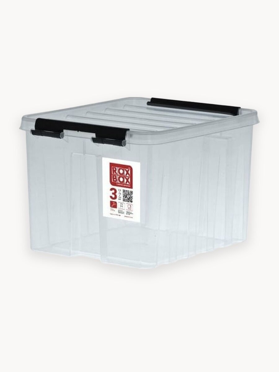 Ящик п/п Rox Box 210х170х140 мм с крышкой и клипсами, 3 л. прозрачный 18691 M-003-00.07