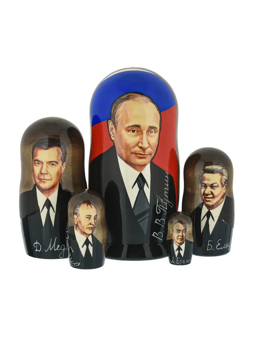 Матрешка "Вожди и политики. В. В. Путин" 5 мест, 18 см