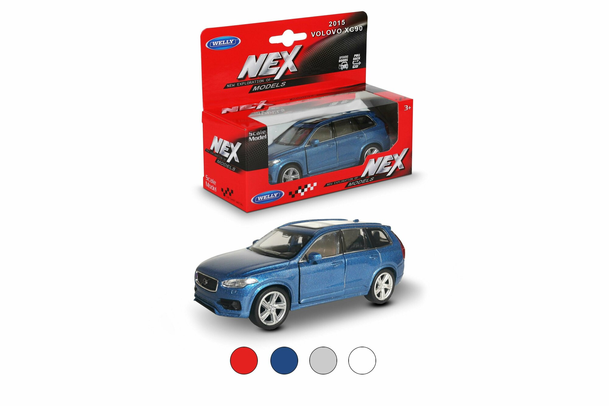 Игрушечная машинка Welly VOLVO XC90, инерционная, масштаб 1/34, коллекционная, синий цвет