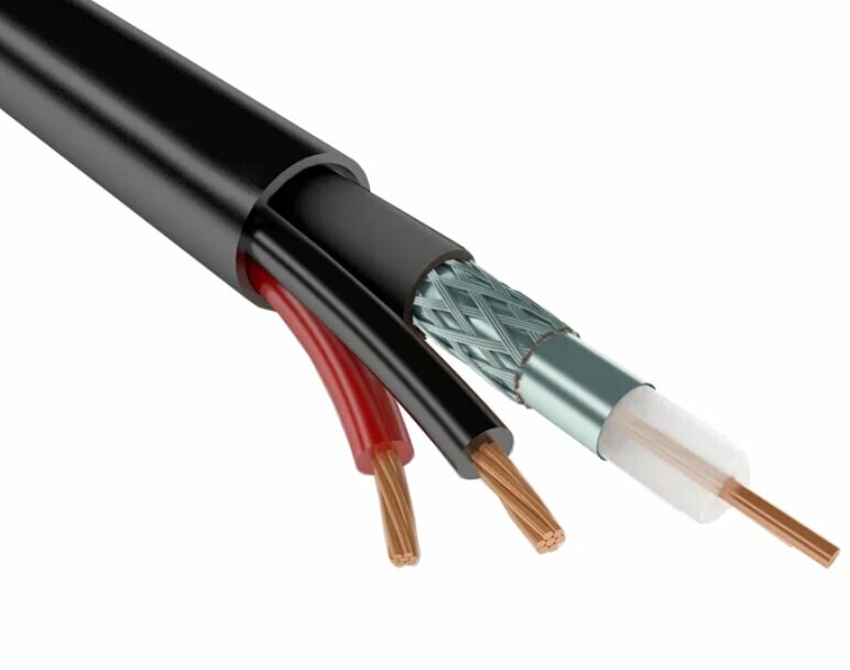 Кабель для видеонаблюдения УралКабМедь КВК-П-2х0,5 (Э) экранированный внешний (черный) (200м)