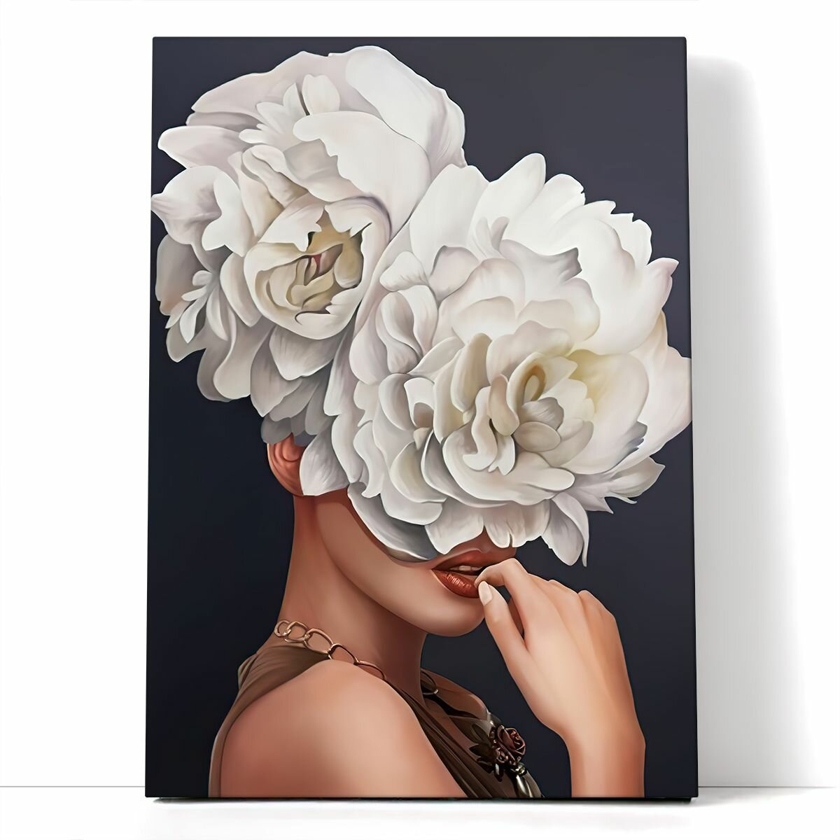 Интерьерная картина на холсте/девушка с пионами (3)