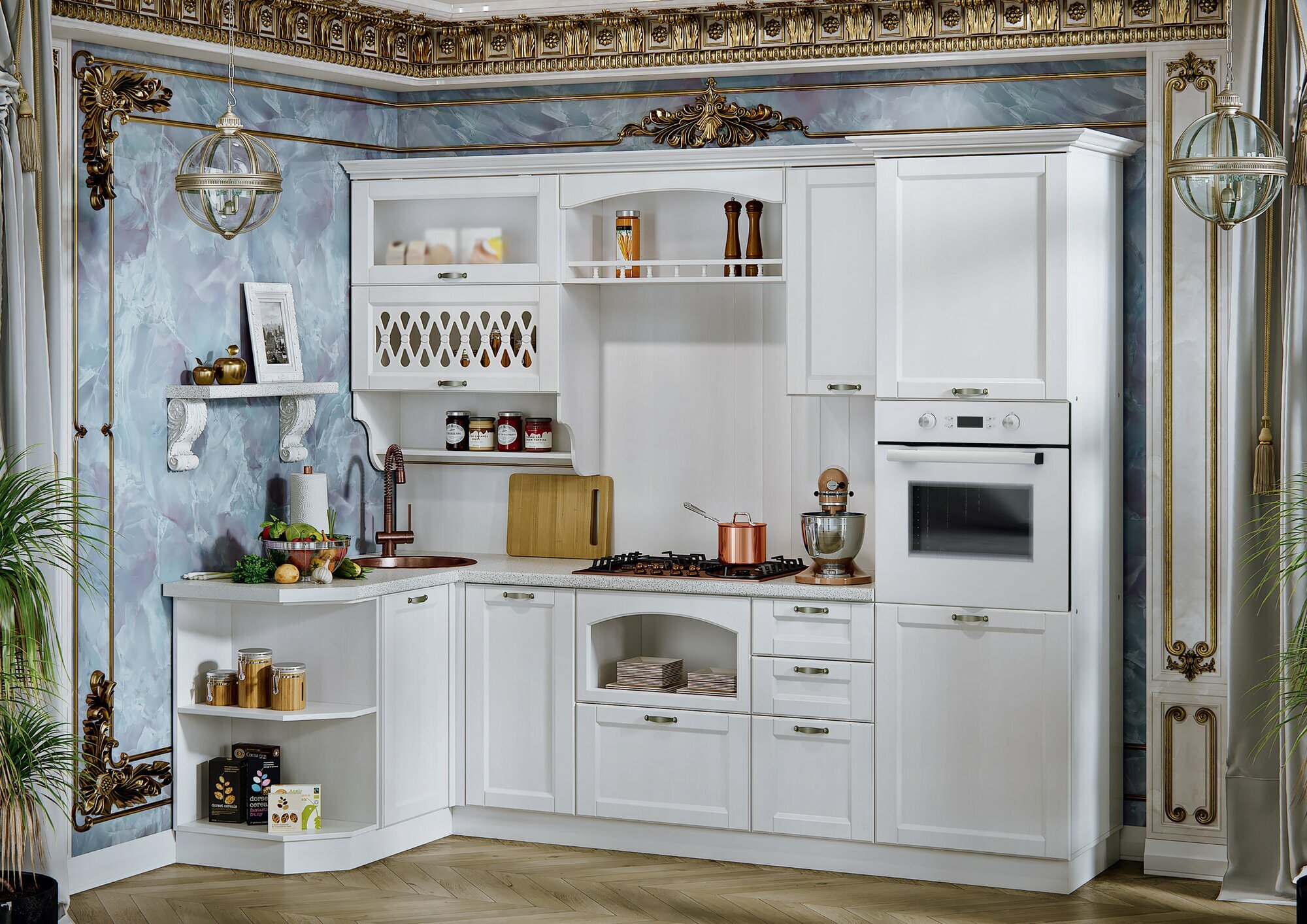 Кухня Милано 2,6*1,35м (Белая текстурная) (Антарес) (Миф)