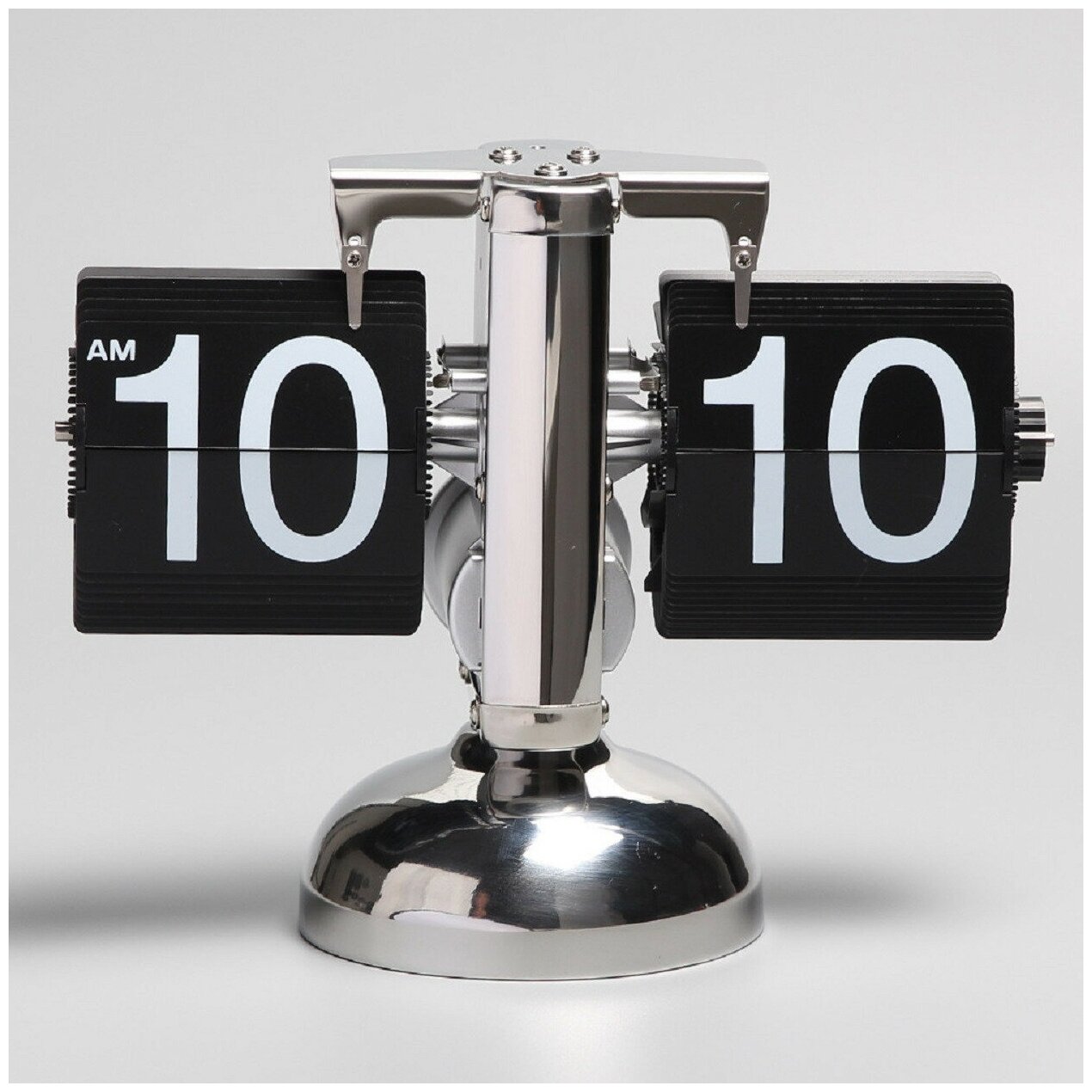 Часы Flipclock Chrome Black, металл, перекидные, бесшумные, черные, 21х16х10 см
