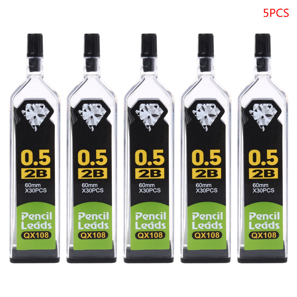 5шт 0.3/0.5/0.7/0.9 сменный грифель мм HB 2B Для автоматических механических Карандашей Schoo