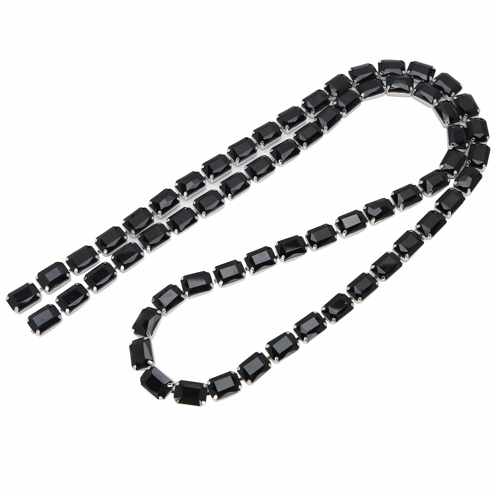 Прямоугольная стеклянная цепочка с бриллиантами для рукоделия, черная, 1м, легкая и удобная для аксессуаров одежды и обуви
