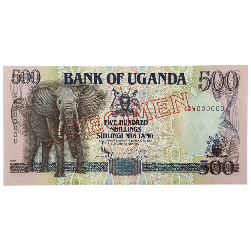 Уганда 500 шиллингов 1991 г. Specimen (Образец) (Серия CW)