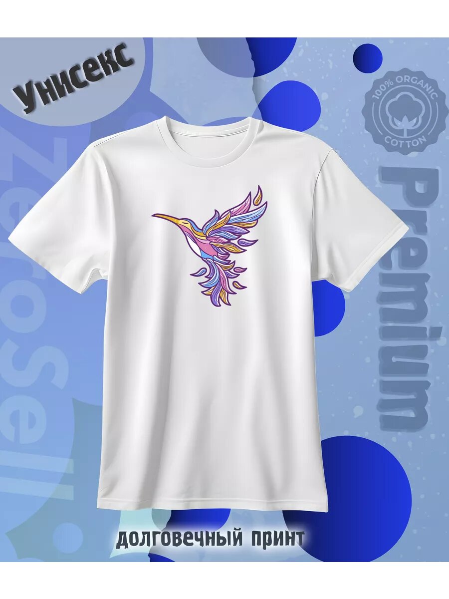 Футболка колибри в цвете