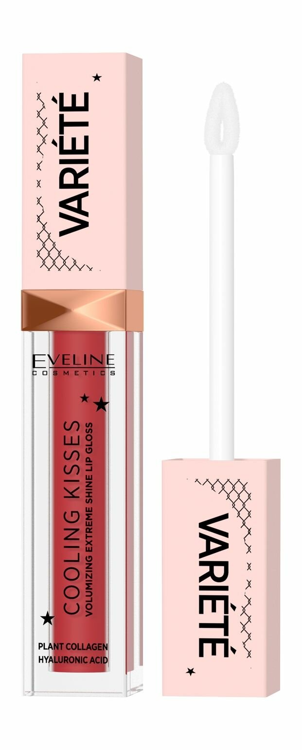 EVELINE Блеск для увеличения объема губ Variete Cooling Kisses охлаждающий, 6,8 мл, 04