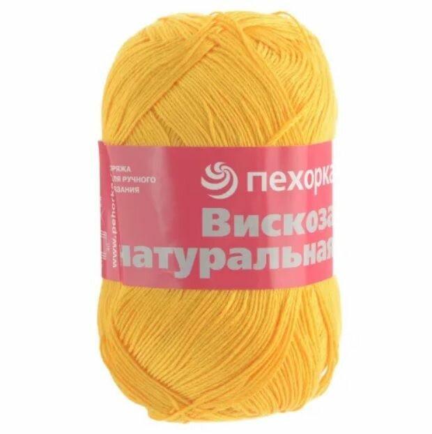 Пряжа Пехорка Вискоза натуральная 80 канарейка (100г/400м, упаковка 5 мотков)