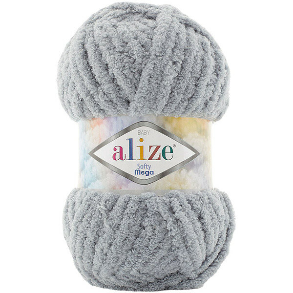 Пряжа Alize SOFTY MEGA 428 серый (5 мотков)