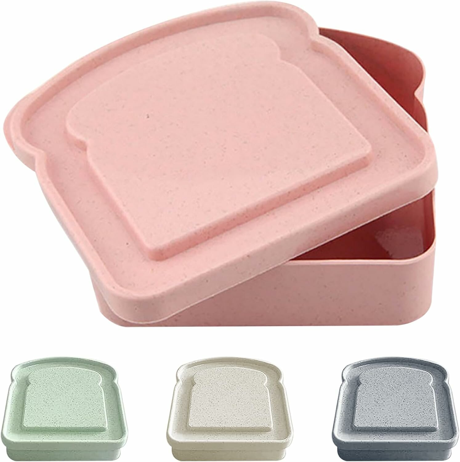 Набор для хранения сендвичей, 4 штуки, многоразовые пластиковые держатели для сендвичей в форме тоста, для обеда детей, цвет: как показано+ бежевый+серый+зеленый, материал: пластик, размер: approx 12.3x13x3.7 см