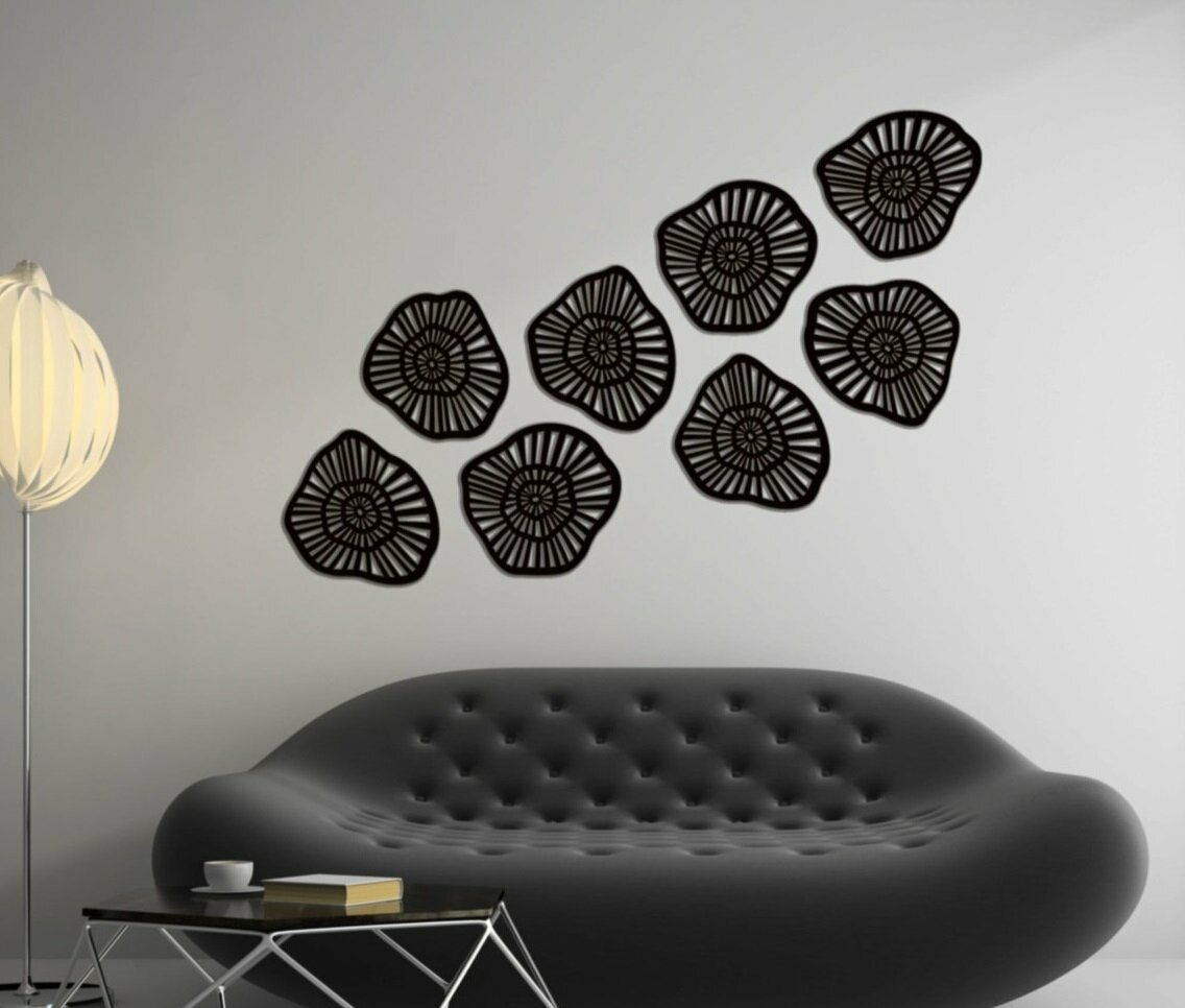 Панно/декор из дерева на стену Ажарные (комплект из 8 панно)