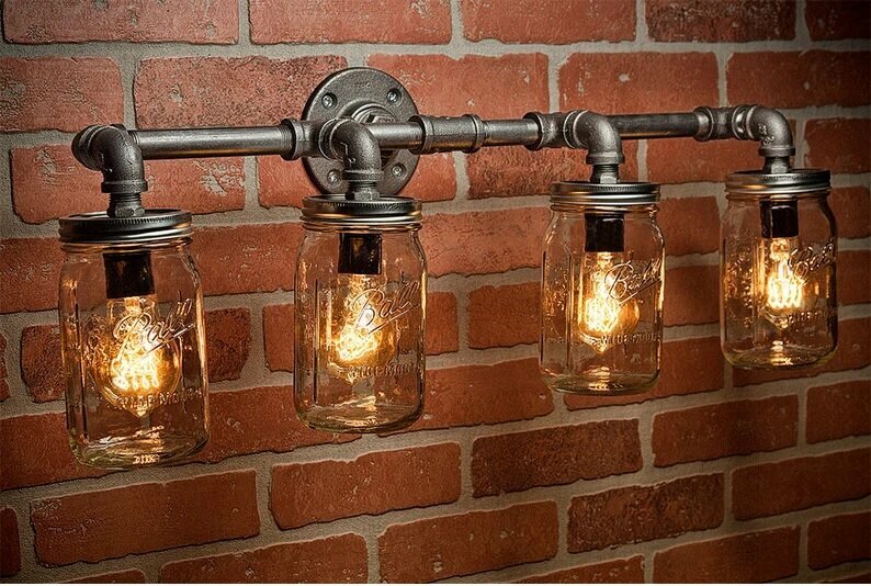 Настенный светильник в стиле Лофт Мэйсон Стимпанк 4 плафона